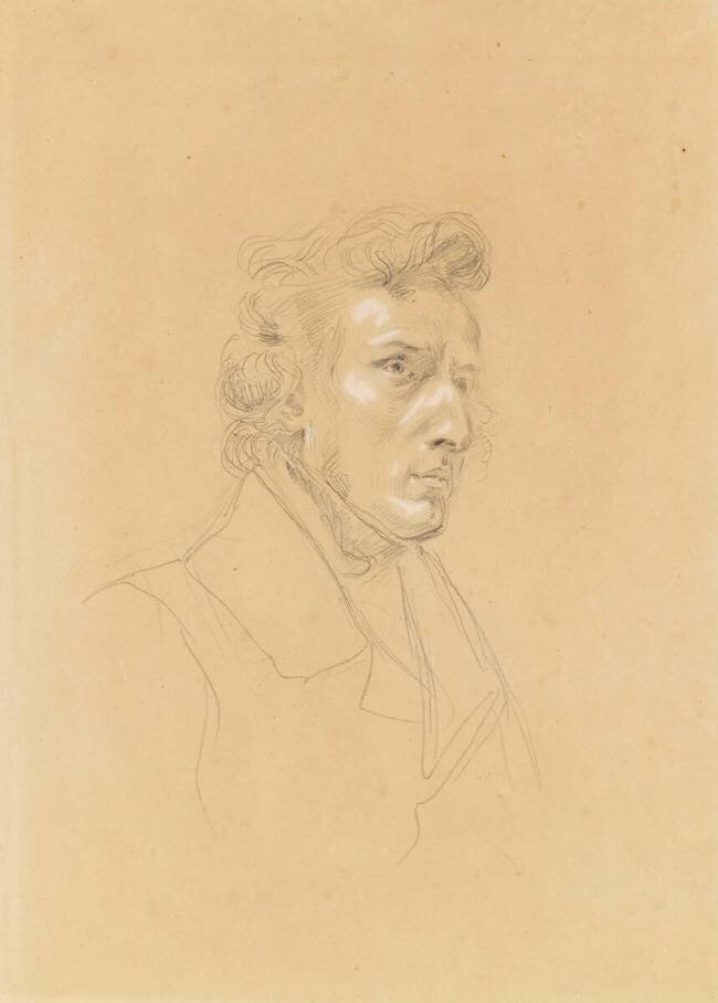 Portrait de Frédéric Chopin de Eugène Delacroix - Reproduction d'art ...