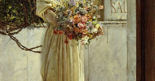 La cueilleuse de fleurs de Gioacchino Pagliei - Reproduction tableau
